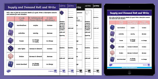 Supply and Demand Roll and Write a Scenario Activity