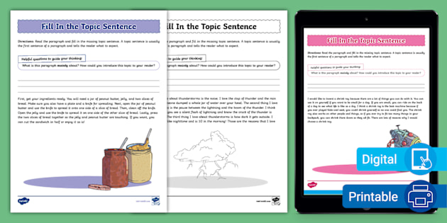 Writing Topic Sentences Worksheets Grade 3 Worksheet Resume Examples