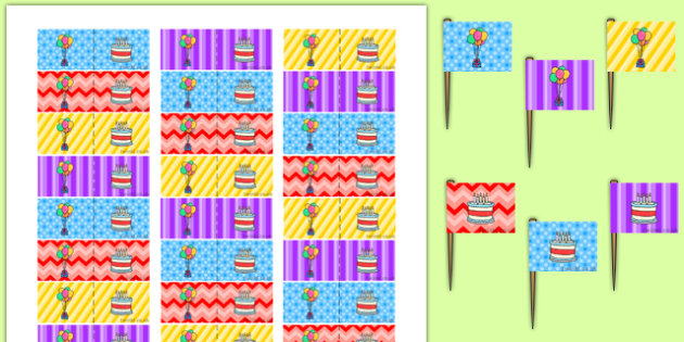 10th Birthday Party Toothpick Flags
