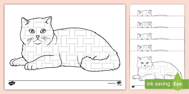Cat-Themed Mosaic Pattern Colouring Pages (teacher made)