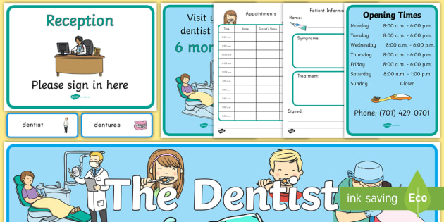 Dentist Dramatic Play Pack - dentist, role-play, pack, bulletin board