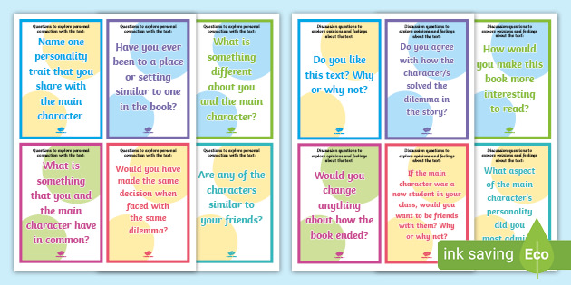 Literature Discussion Question Cards for Years 3 and 4