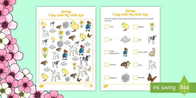 Spring Aistear I Spy With My Little Eye Worksheet