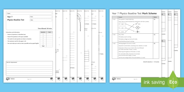KS3 Physics Baseline Test (teacher made)