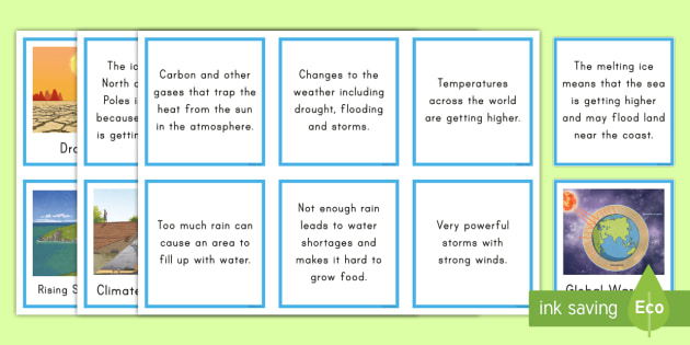 Climate Change Matching Cards - Climate Change, Greenhouse Gases, Climate