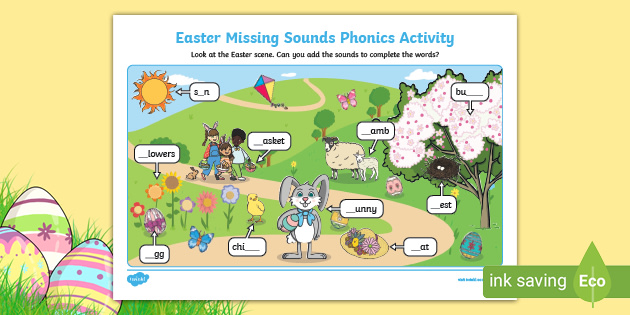 Easter Missing Sounds Phonics Activity (teacher made)