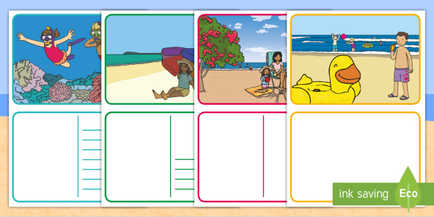 Beach-Themed Postcards (teacher made)