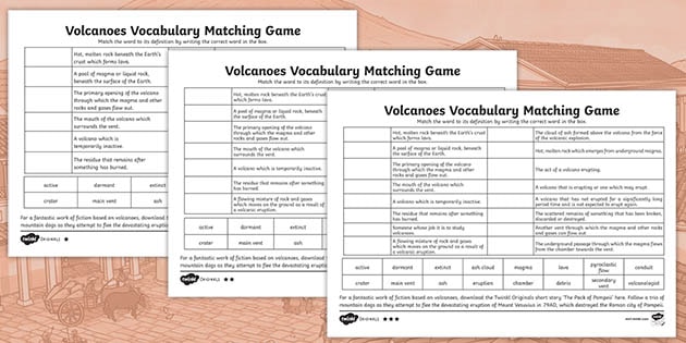 KS2 Volcanoes Vocabulary Matching Game | Twinkl Originals