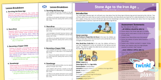 FREE! - Stone Age to Iron Age Planning Overview CfE - Year 5 & 6 History