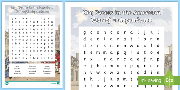 Revolutionary War Word Search American Revolution Word Search