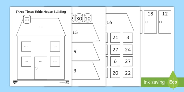 Three Times Table House Building Activity (teacher made)