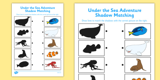 Under the Sea Adventure Shadow Matching Worksheet / Worksheet
