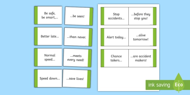 CfE (Second) Road Safety Week Complete the Slogan Game