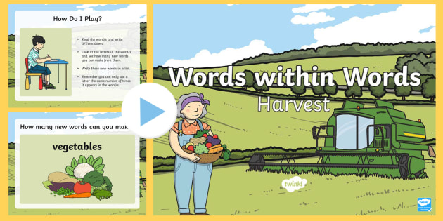 KS1 Harvest Words within Words PowerPoint (teacher made)