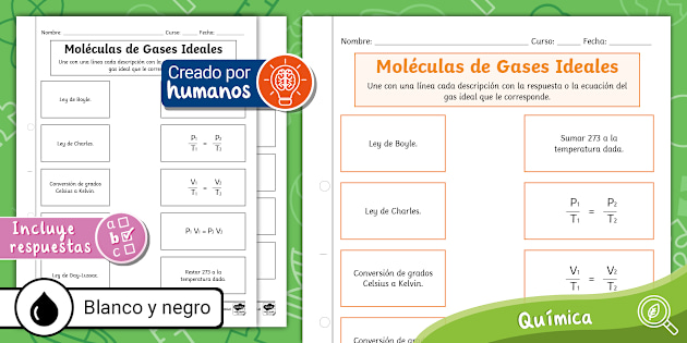 Hoja De Trabajo Sobre La Ley De Los Gases Ideales Con Respuestas