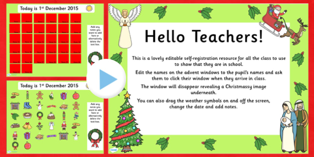 Christmas Self-Registration PowerPoint (teacher made)