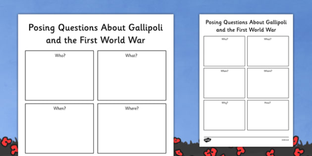 Posing Questions About Gallipoli and The First World War Worksheet
