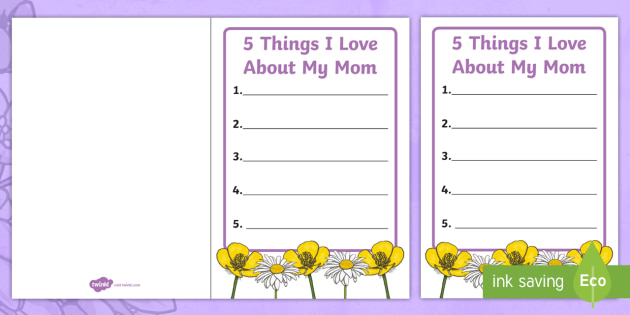 5 Things I Love About My Mom Cards