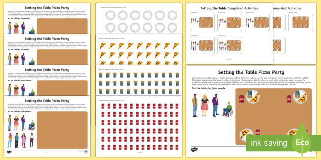 Workstation Pack: Setting the Table Pizza Party Activity Pack