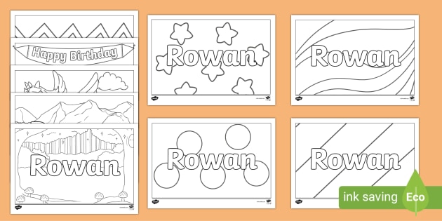FREE! - Rowan Name Simple Colouring Activity Sheets