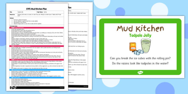 Tadpole Jelly EYFS Mud Kitchen Plan and Prompt Card Pack - mud