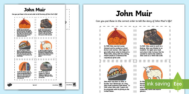 Scottish Significant Individuals John Muir Sequencing Worksheet / Worksheet