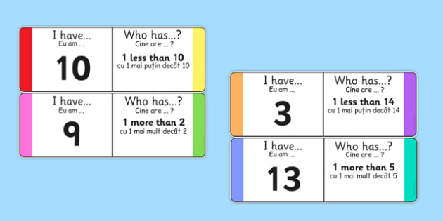 One More One Less Loop Cards Romanian Translation