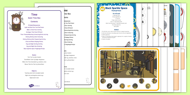 Time-Themed Quiet Time Box (teacher made)