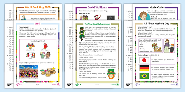KS1 March Reading Comprehension Activity Pack (teacher made)