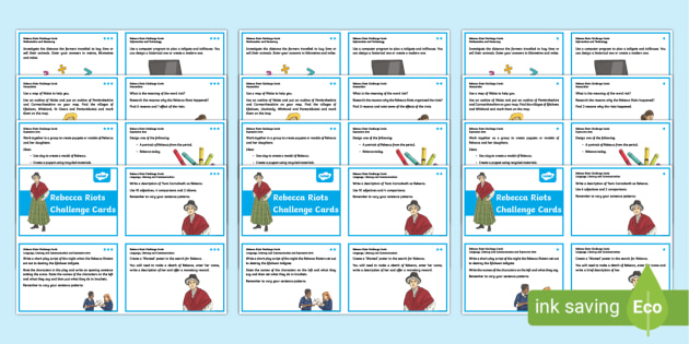 Rebecca Riots Challenge Cards (teacher made)