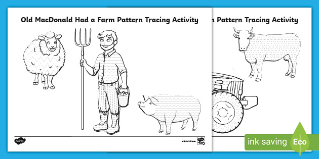Old MacDonald Had a Farm Pattern Tracing Activity