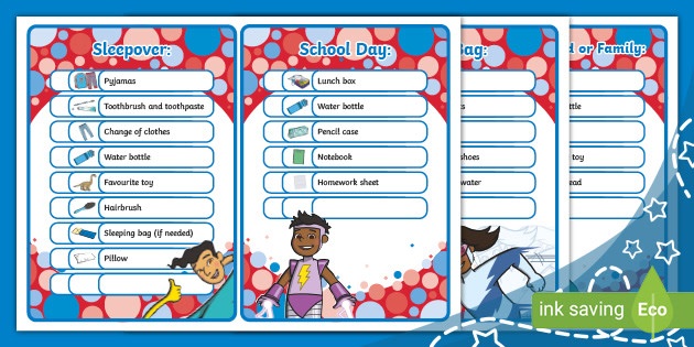 Outing Checklists - Superhero Theme (teacher made)