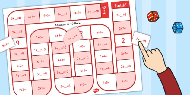 Self Checking Addition to 10 Board Game