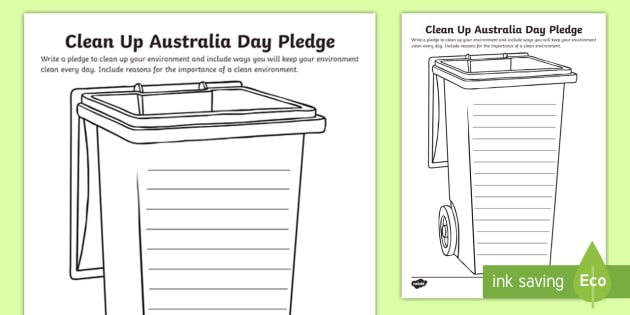 FREE Clean Up Australia Day Pledge Worksheet