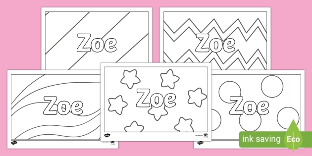 FREE! - Zoe Name Simple Colouring Activity Sheets