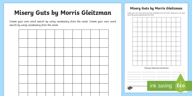 Create Your Word Search to Support Teaching on Misery Guts by Morris