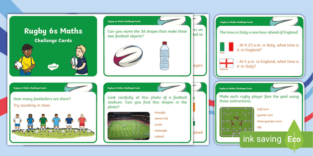 Rugby Six Nations Challenge Cards - Word Cup Maths Challenge Cards KS1