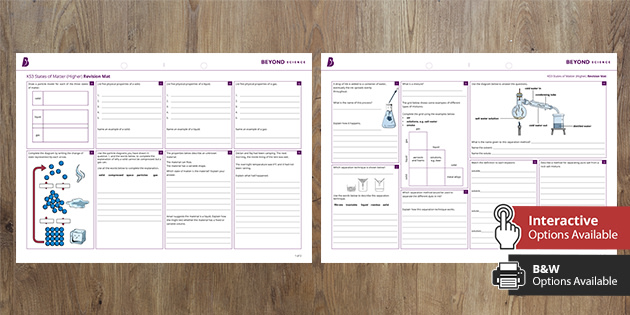 States of Matter Worksheets: Revision Mats | Higher