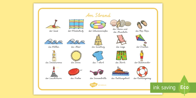 Seaside Word Mat German (teacher made)