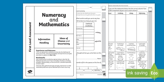 First Level Numeracy and Mathematics Assessment - Ideas of Chance and