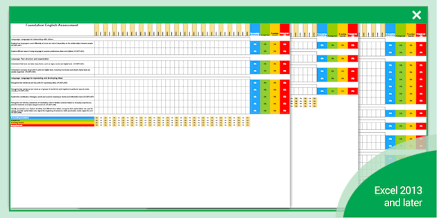 Victorian Curriculum Year 2 English Assessment Spreadsheet