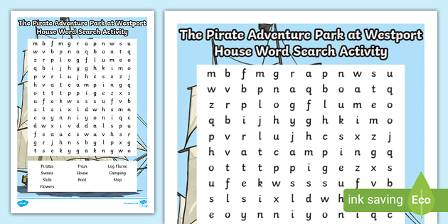 FREE! - Pirate Adventure Park Word Search | Summer Activity | Twinkl