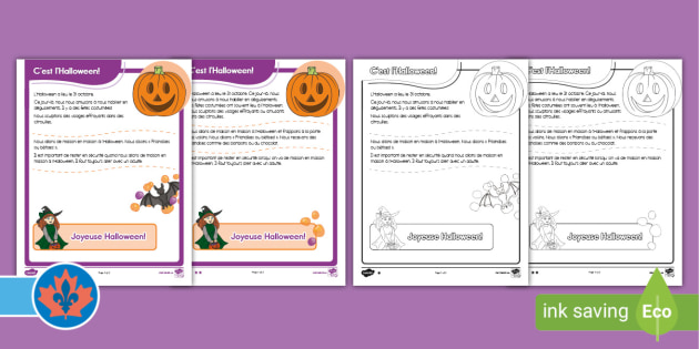 Halloween Reading Comprehension French (teacher made)