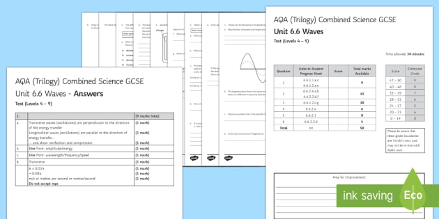 AQA Style Physics (Combined): Unit 6 Waves (teacher made)