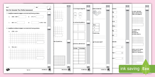 Year Six Semester Two Maths Assessment