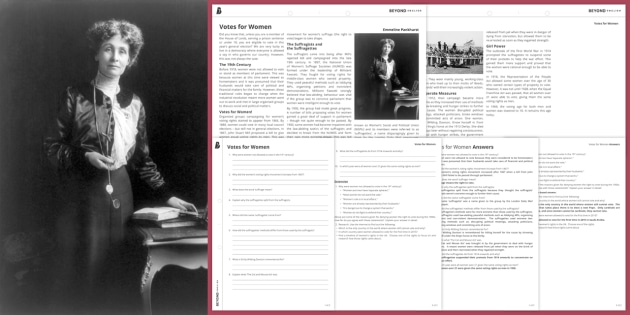 Votes for Women Differentiated Reading Comprehension Activity