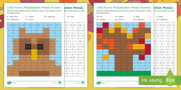 Little Acorns Multiplication Maths Mosaics Worksheet / Worksheets