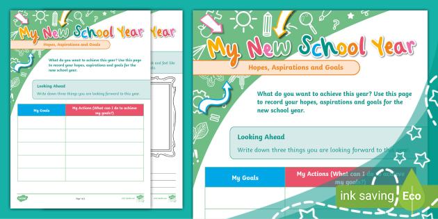 * NEW * My New School Year Hopes, Aspirations and Goals