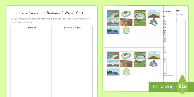Landforms Cut and Paste Activity Sheet - Landforms, Geography