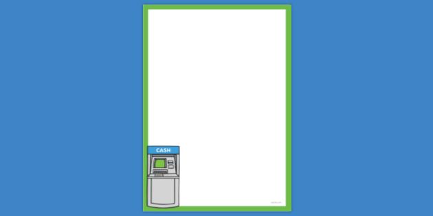 Simple Blank ATM Cash Machine Page Border | Page Borders